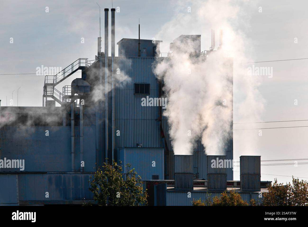 Industrial plant and exhaust gases, Germany, North Rhine-Westphalia ...