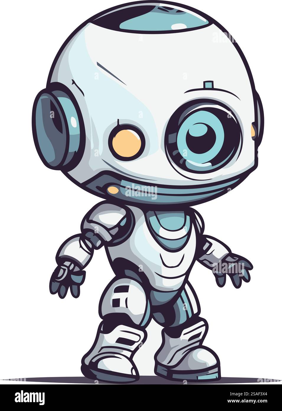 Vector illustration of a cute cartoon robot. Isolated on white ...