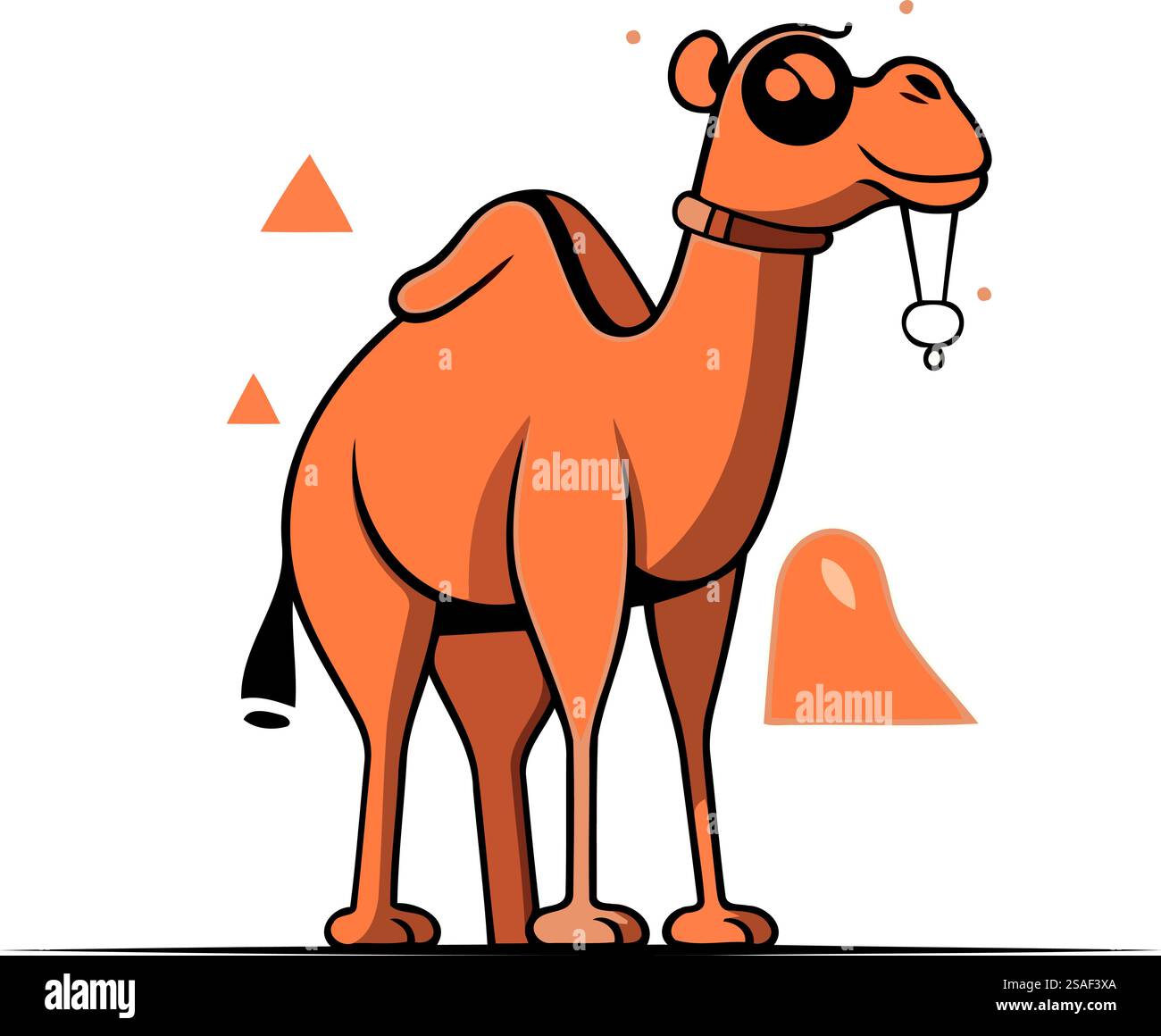 Camel in flat style. Vector illustration. Cute cartoon character Stock ...