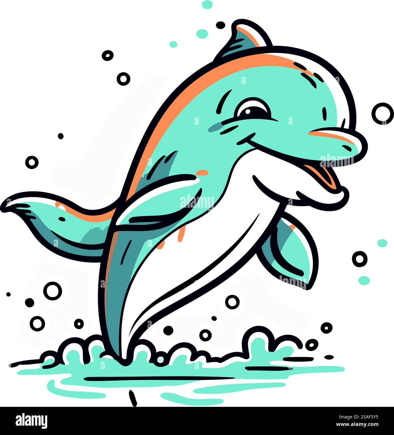 Cartoon dolphin. Vector illustration of a dolphin in cartoon style ...