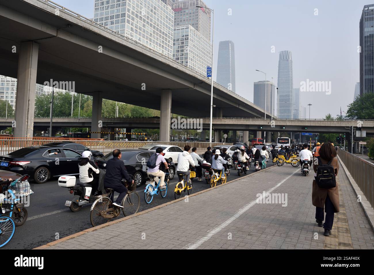 Morning rush hour traffic on 3rd Ring Road East (San Huan Lu), one of ...