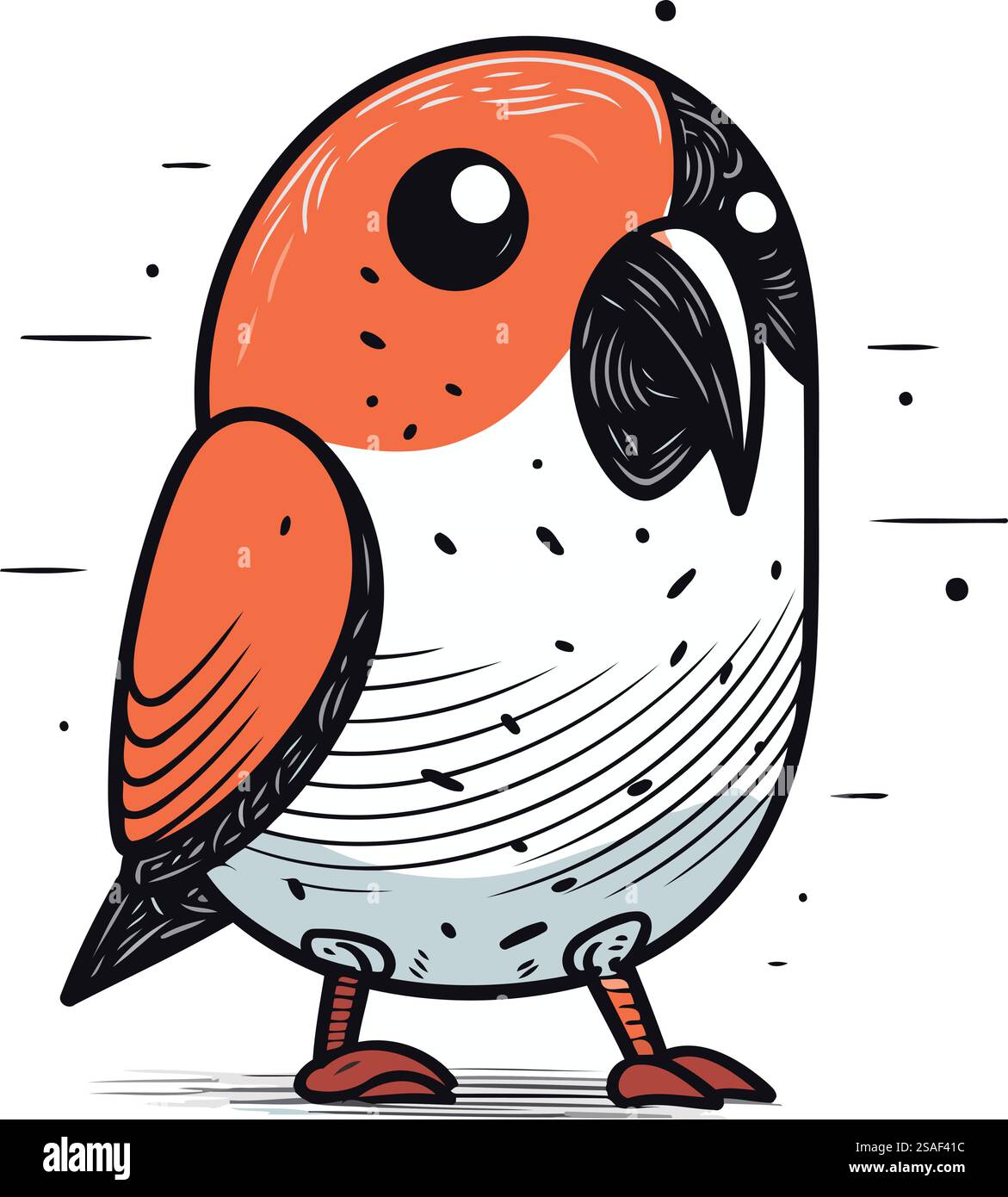 Vector hand drawn illustration of cute little parrot. Isolated on white ...