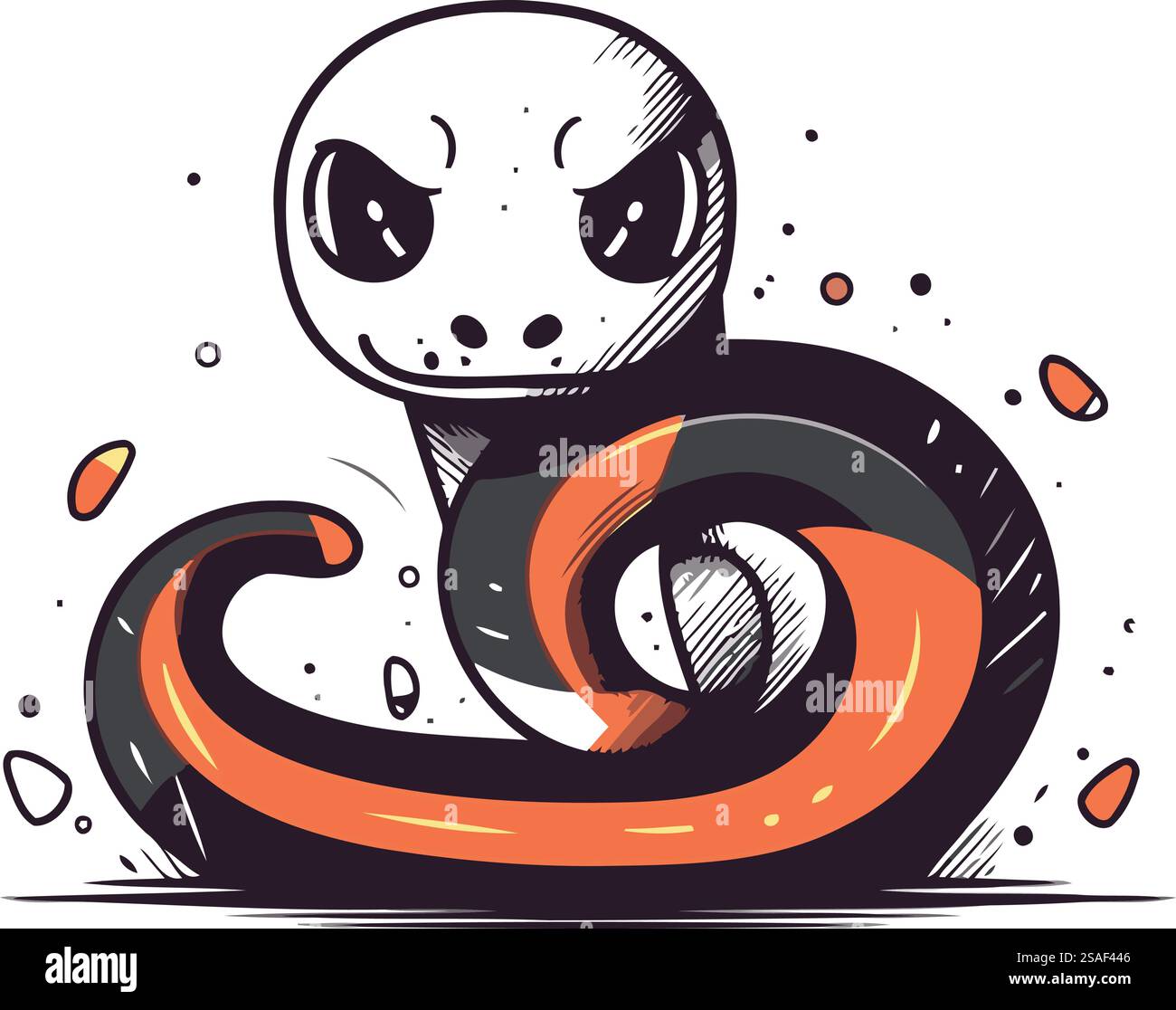 Illustration of a snake with a ball. Vector illustration on white ...
