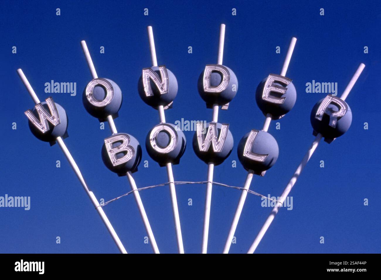 Wonder Bowl exterior and sign, probably Anaheim, CA, 1979 Stock Photo ...
