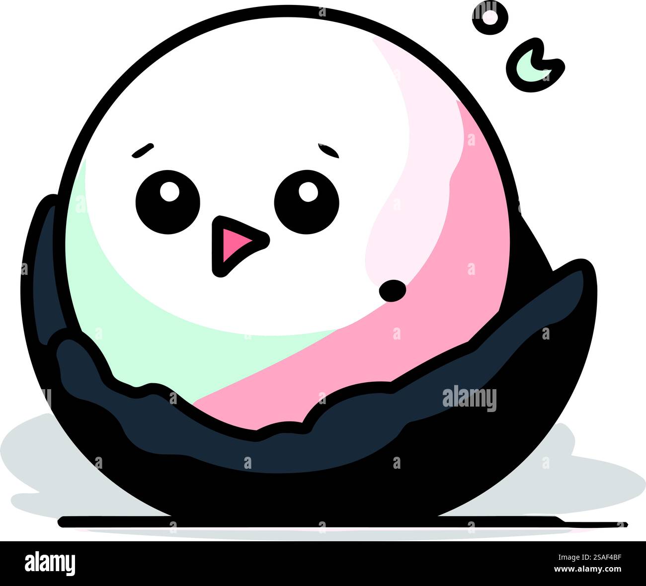 Cute cartoon penguin with ice cream in egg shell. Vector illustration ...