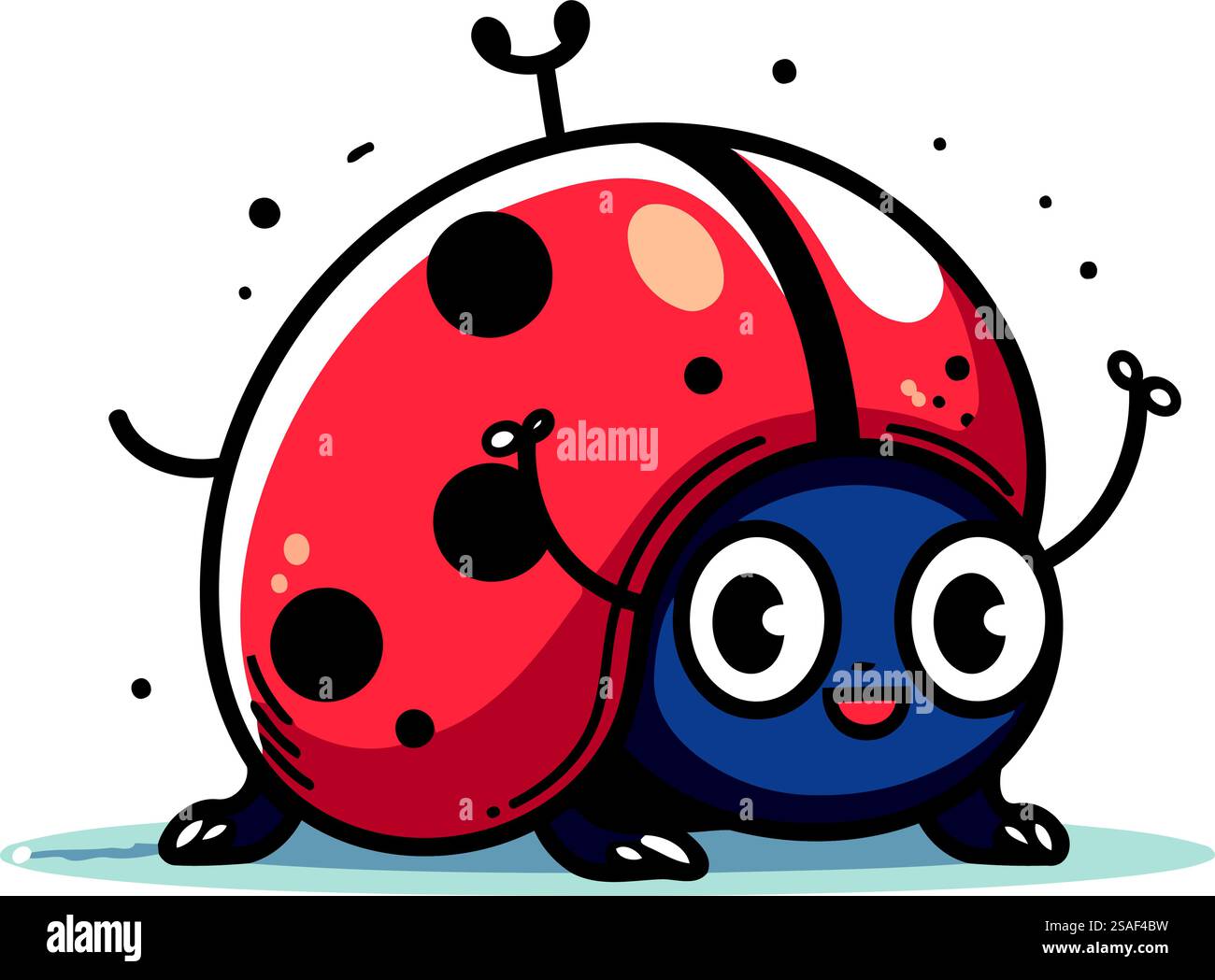 Cute cartoon ladybug with eyes and legs. Vector illustration Stock ...