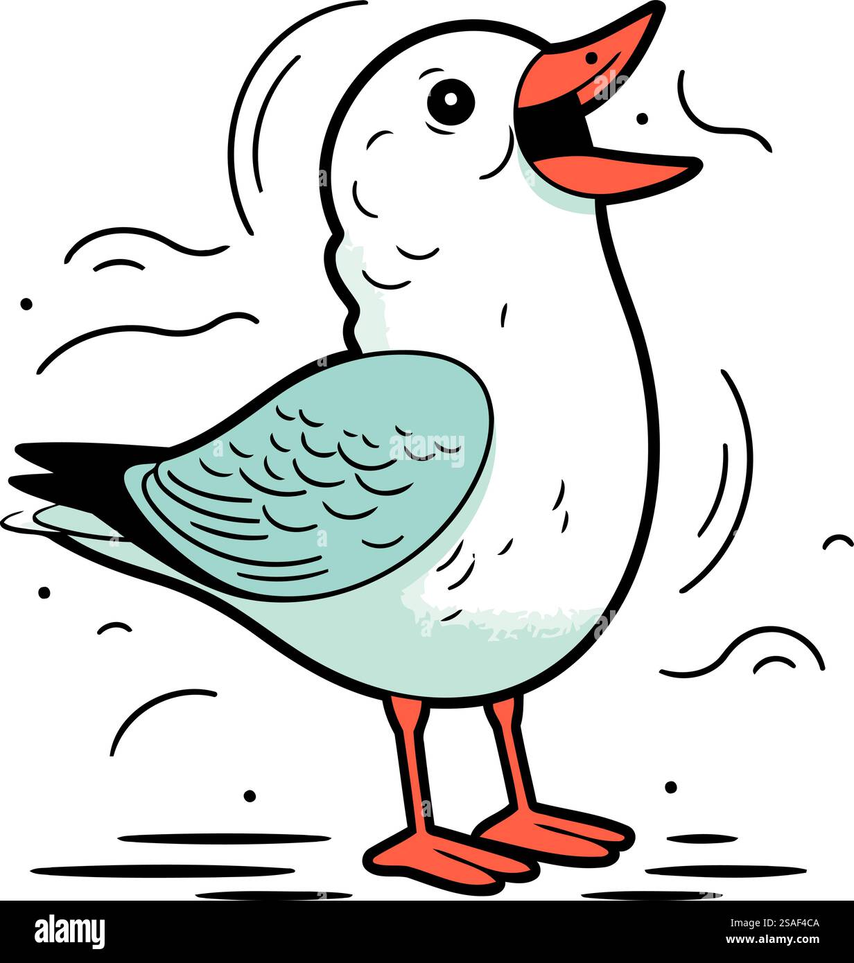 Vector illustration of a cute seagull isolated on white background ...