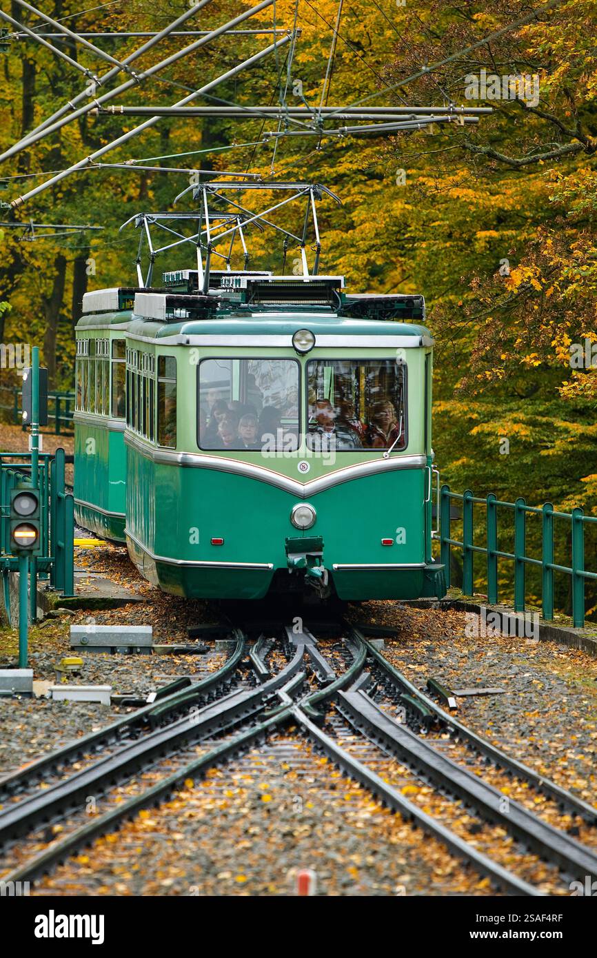Drachenfels Railway, two-car train on the line, the oldest operated ...