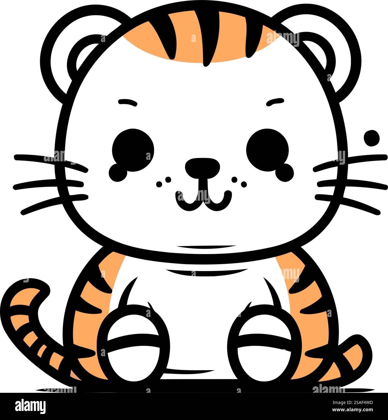 Cute cartoon tiger. Vector illustration isolated on a white background ...