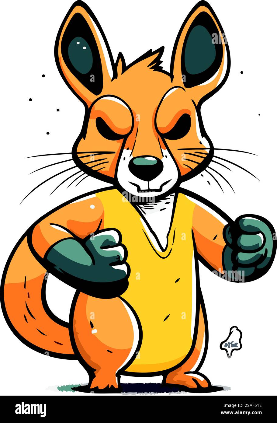 Funny cartoon fox with boxing gloves. Vector illustration isolated on ...