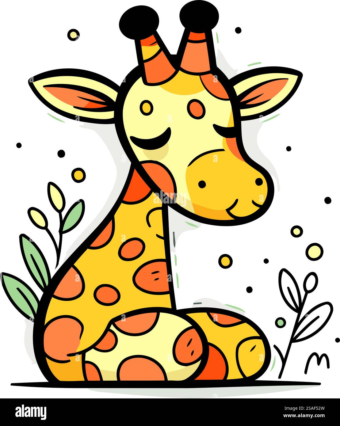 Giraffe. Cute cartoon character. Colorful vector illustration Stock ...