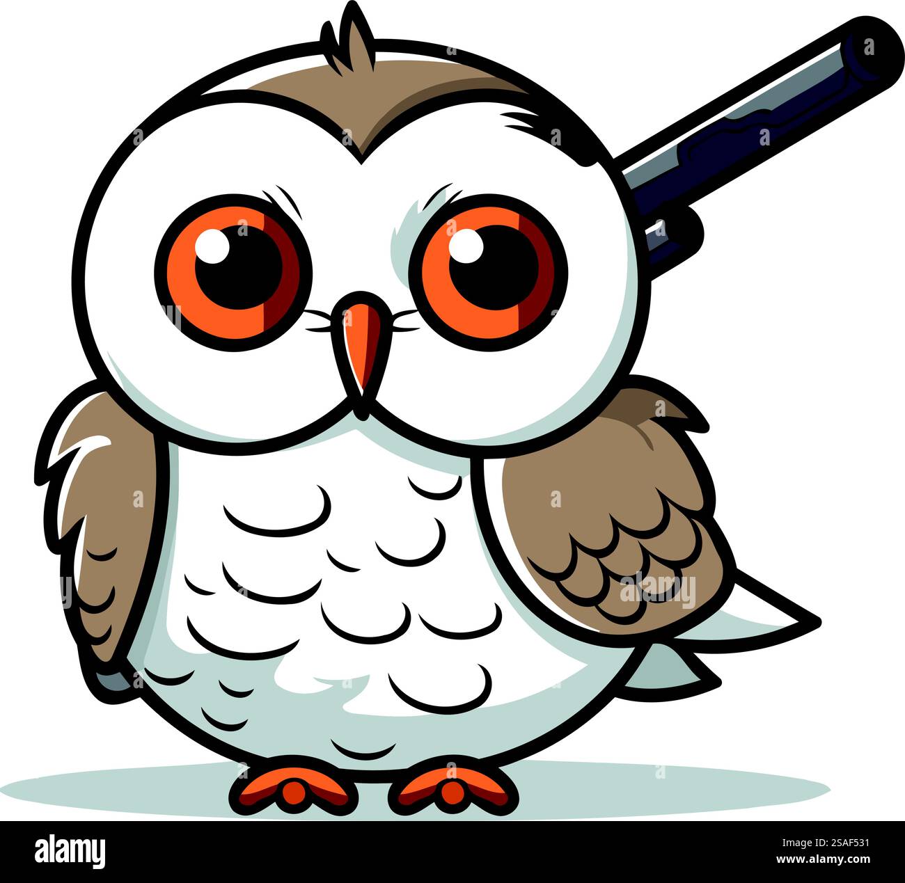 Owl with a baseball bat. Cute cartoon vector illustration Stock Vector ...
