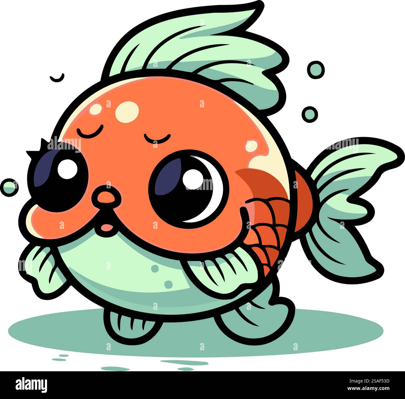 Cute cartoon goldfish character. Vector illustration isolated on white ...