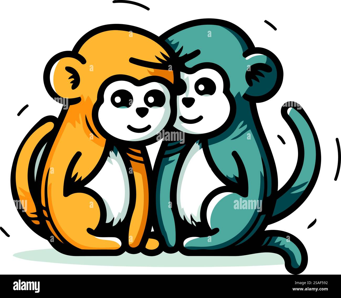 Monkey family. Vector illustration of a monkey family in cartoon style ...