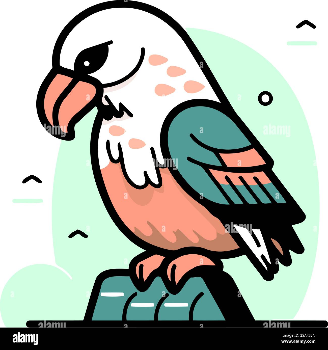 Parrot standing on the rock. Vector illustration in flat style Stock ...