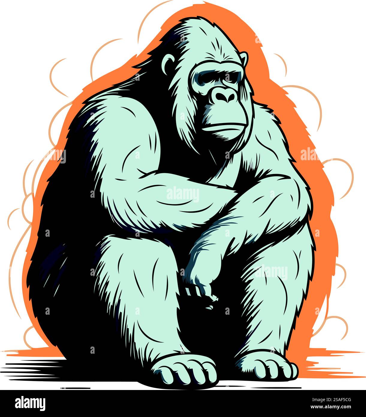 Gorilla. Vector illustration of a gorilla on an orange background Stock ...