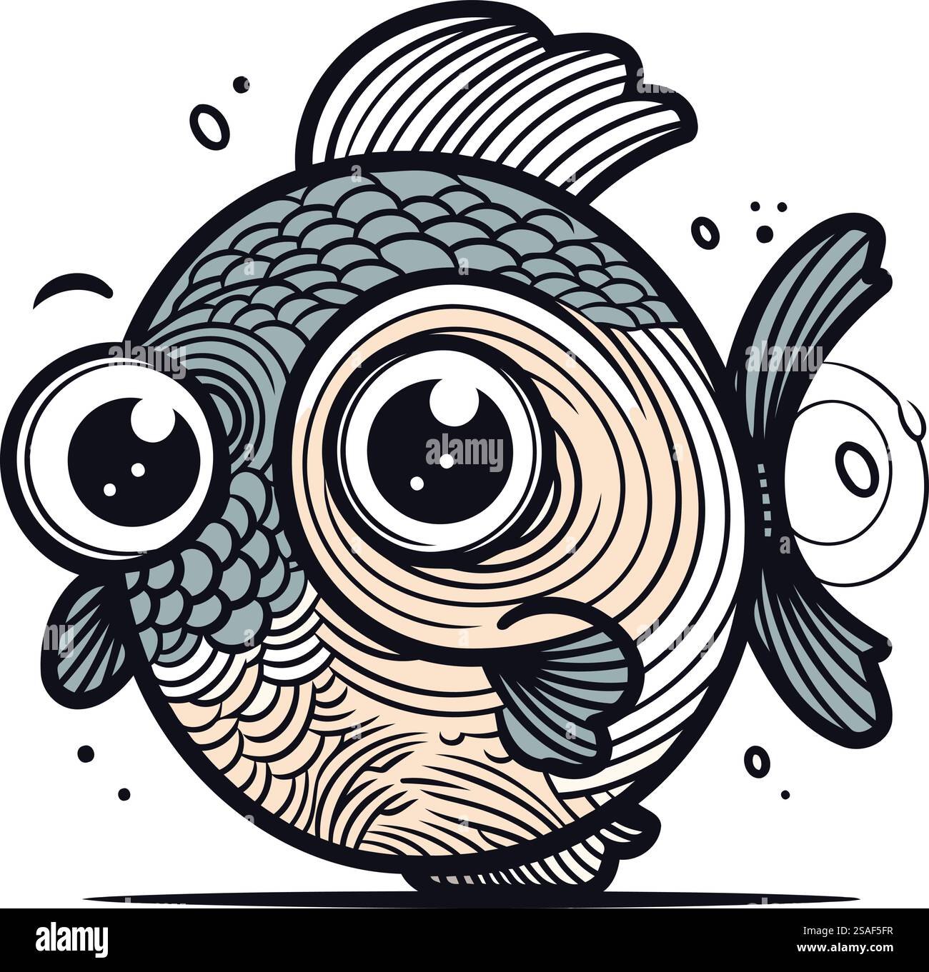 Cute cartoon fish. Hand drawn vector illustration for your design Stock ...