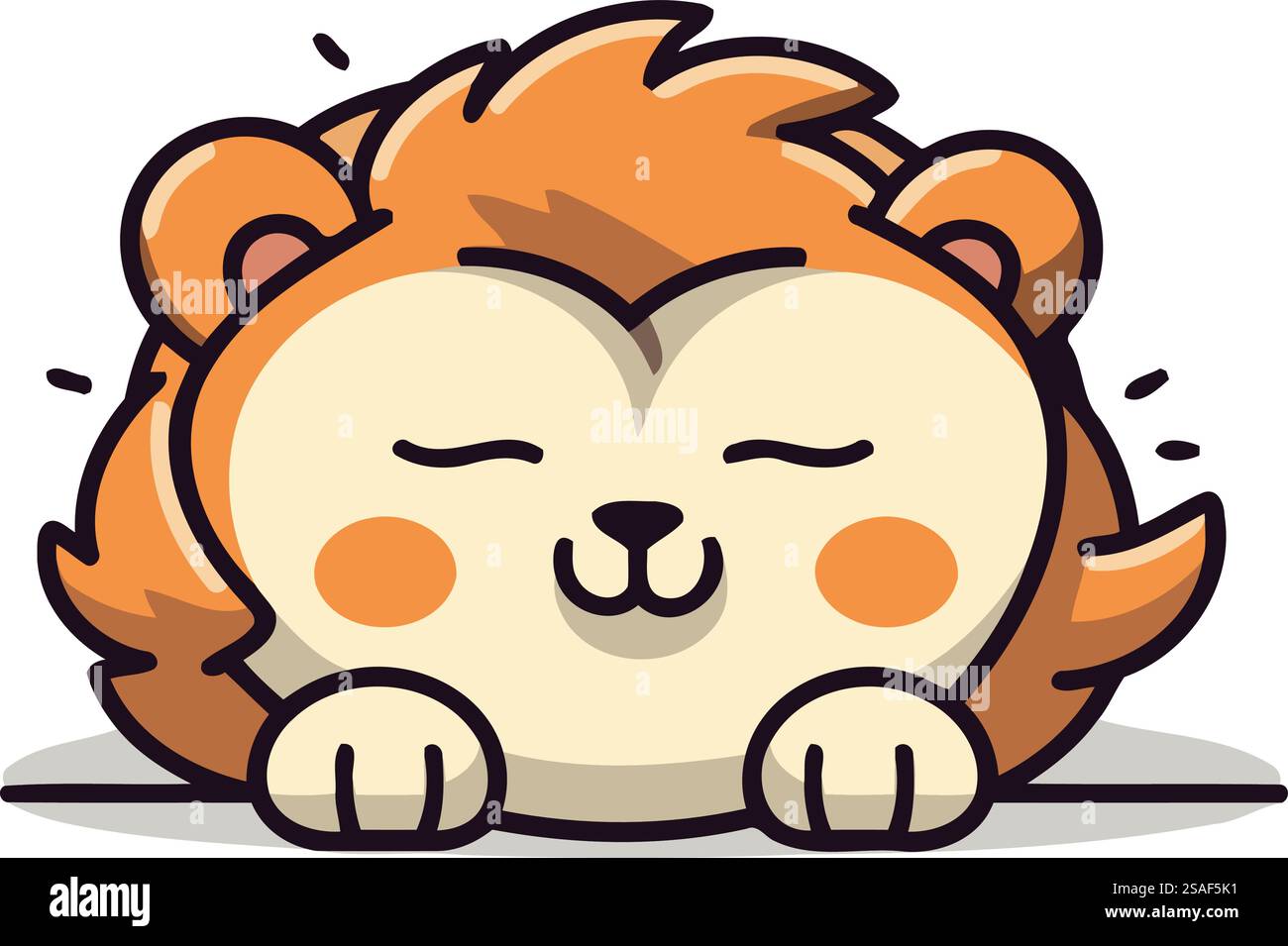 Cute little lion cartoon. Vector illustration. Isolated on white ...