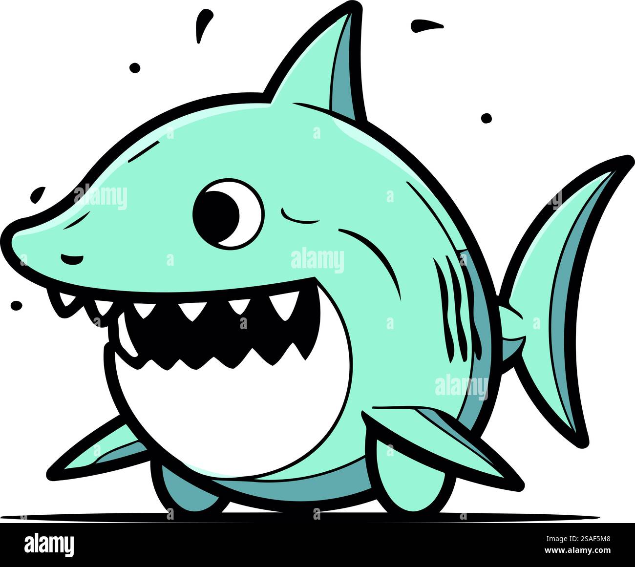 Shark cartoon character. Vector illustration of a funny cartoon shark ...