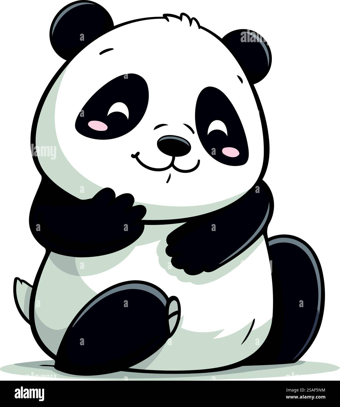 Illustration of a Cute Panda Sitting and Hugging Hisself Stock Vector ...