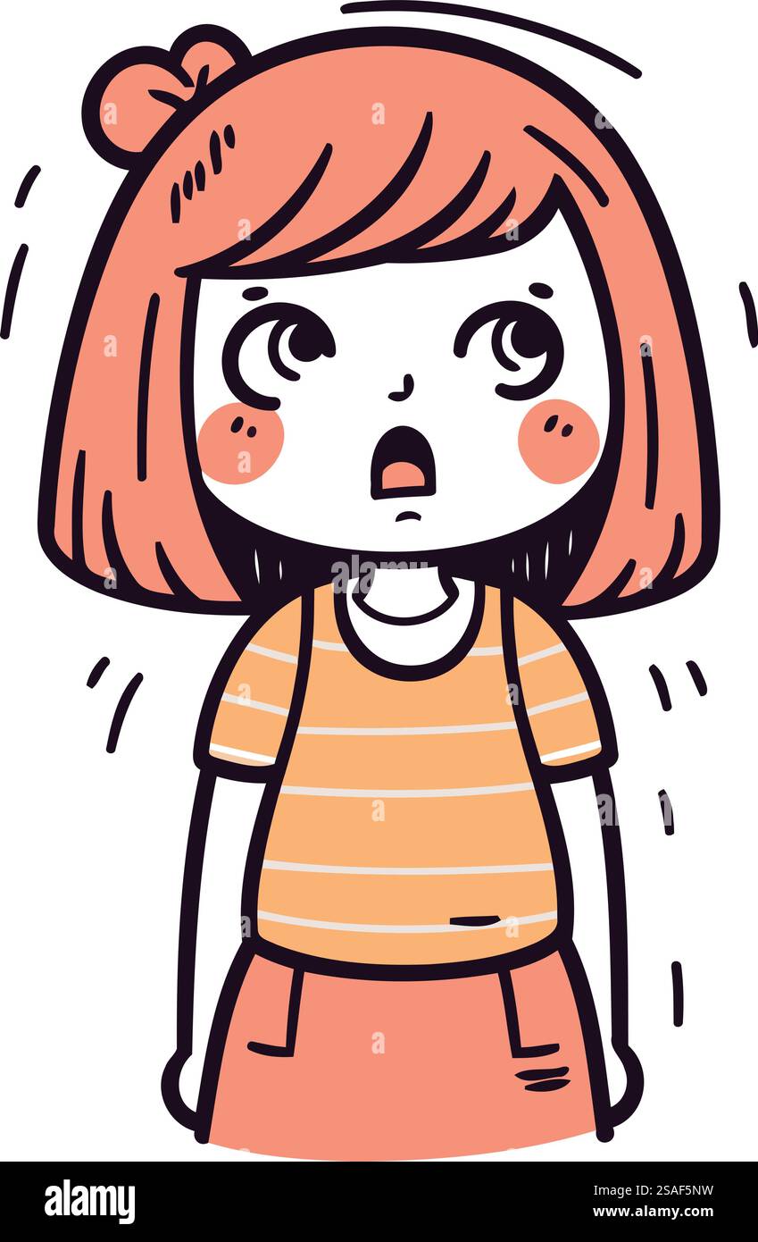Angry little girl. Vector illustration in doodle style Stock Vector ...