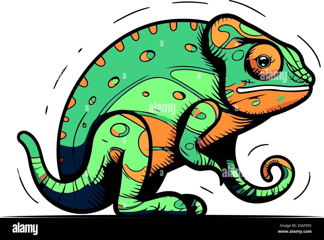 Cartoon chameleon on a white background. Vector illustration Stock ...
