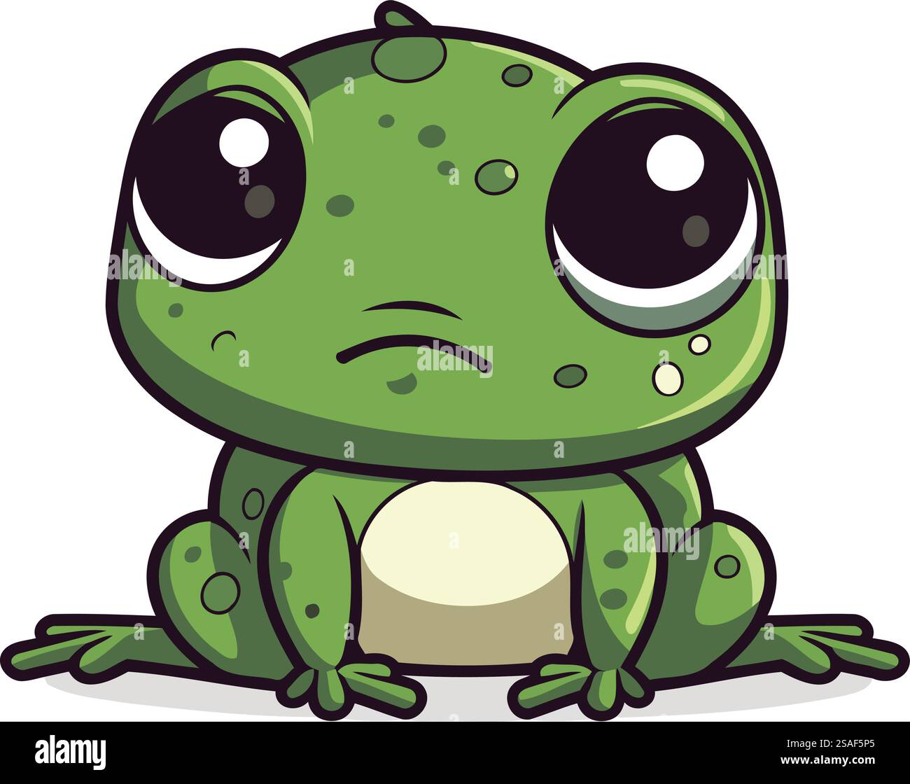 Frog with sad eyes isolated on white background. Vector illustration ...
