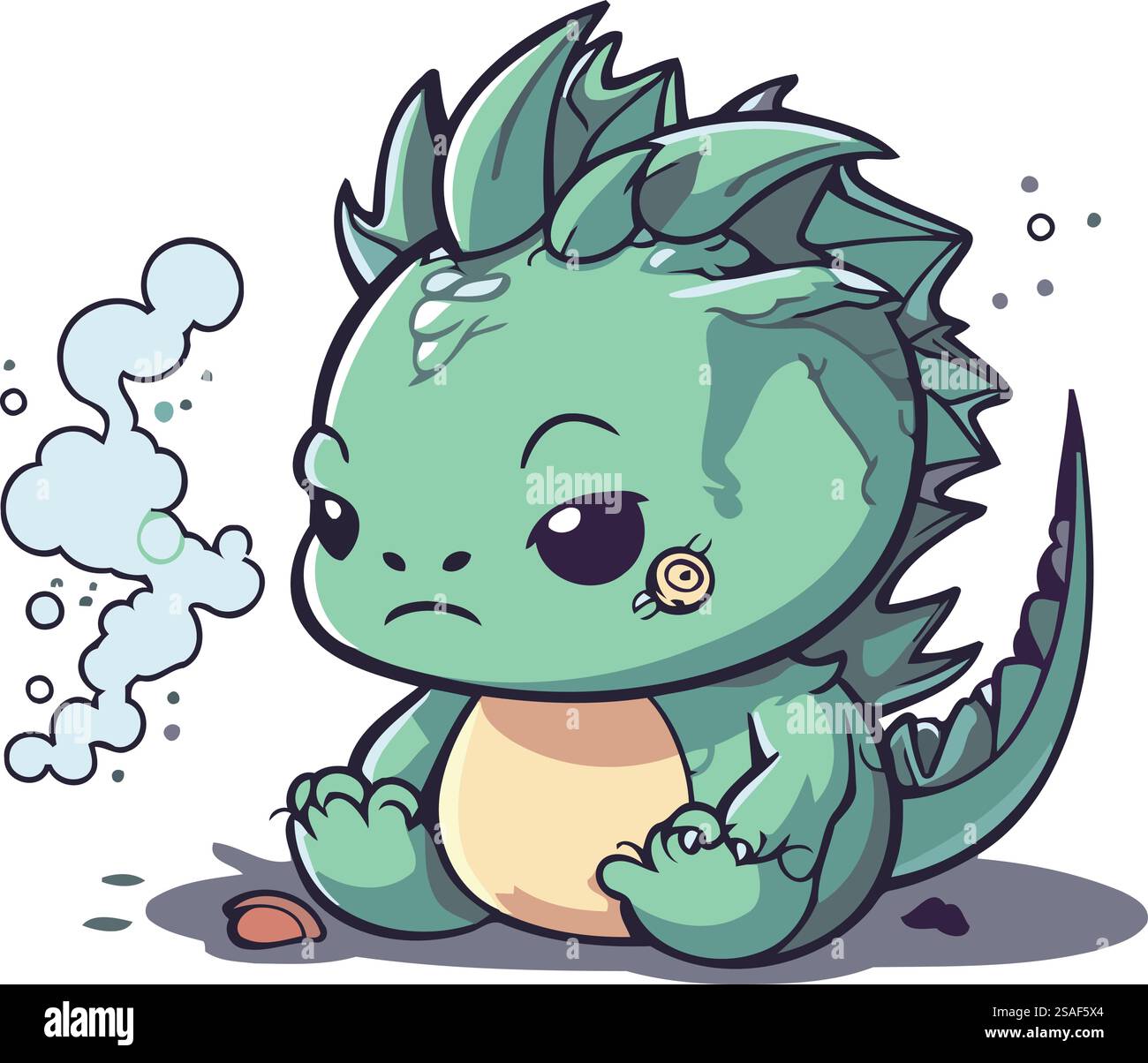 Illustration of a Cute Green Dragon Crying on White Background Stock Vector Image & Art - Alamy
