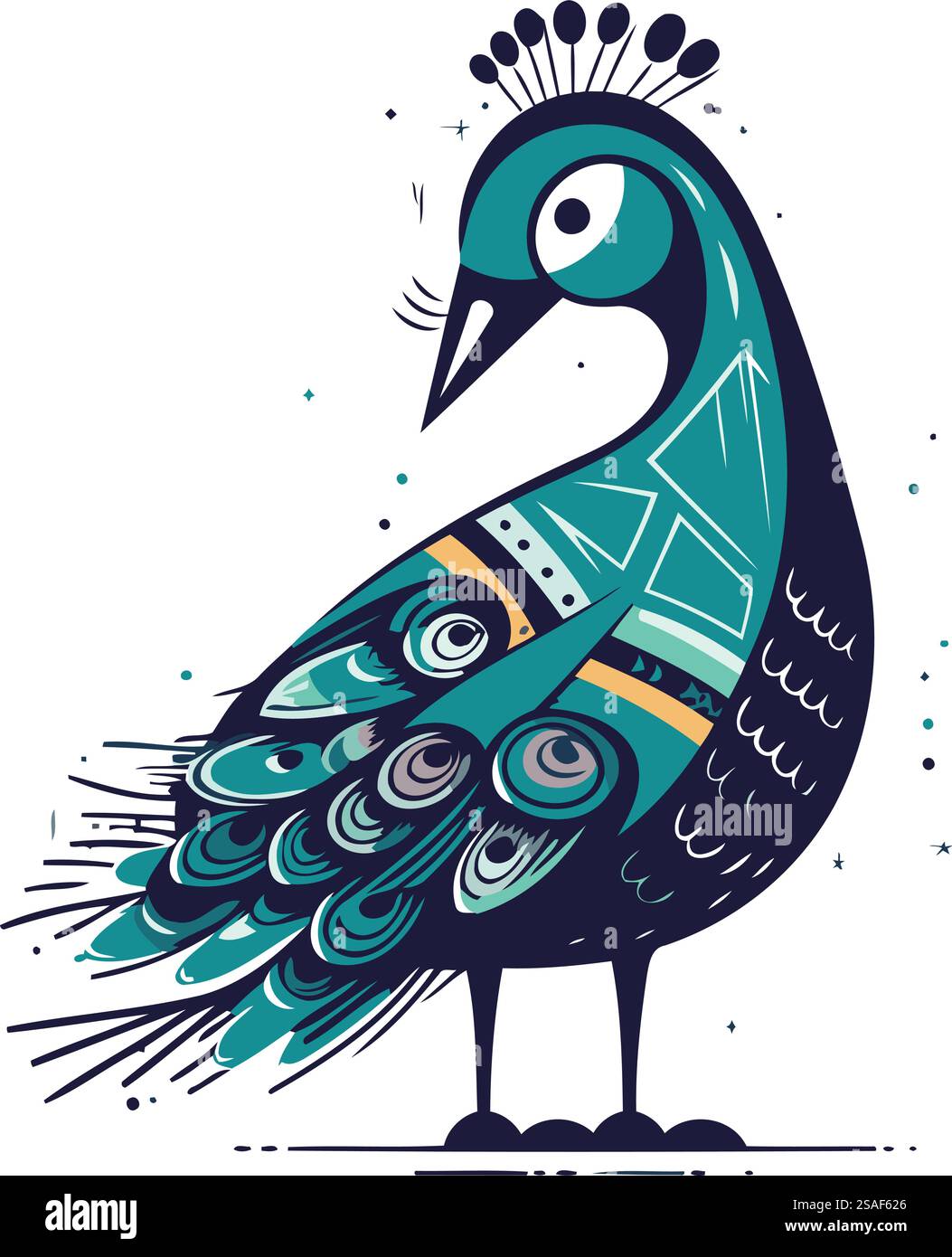 Peacock. Hand drawn vector illustration. Isolated on white background ...