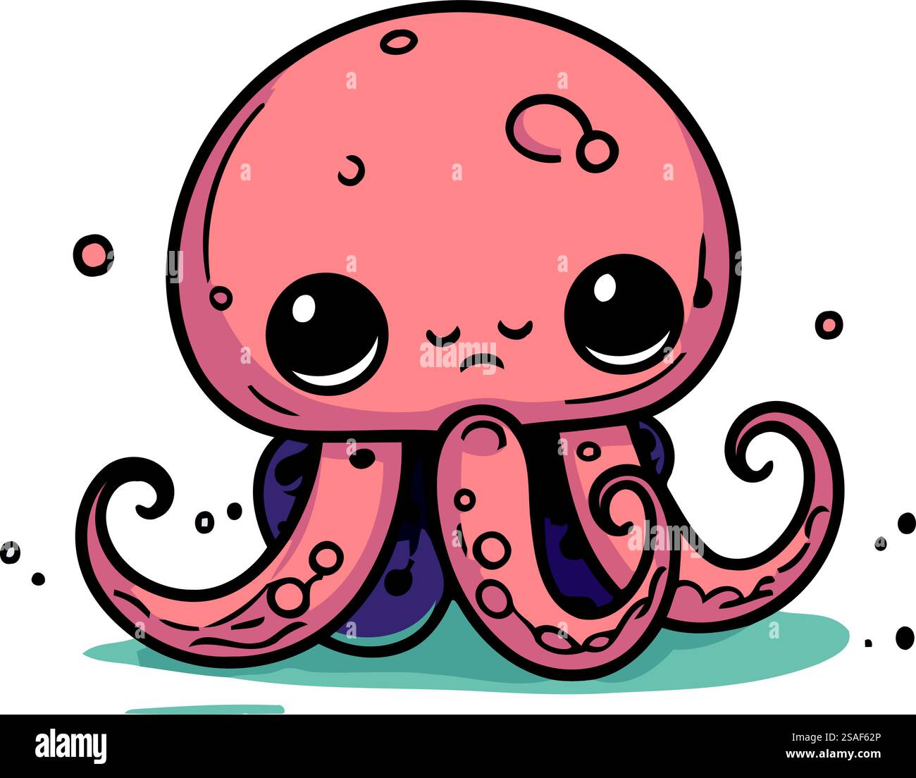 Cute kawaii octopus. Vector illustration isolated on white background ...