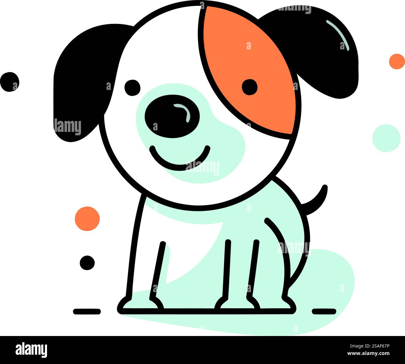 Cute cartoon dog icon. Vector illustration in flat linear style Stock ...