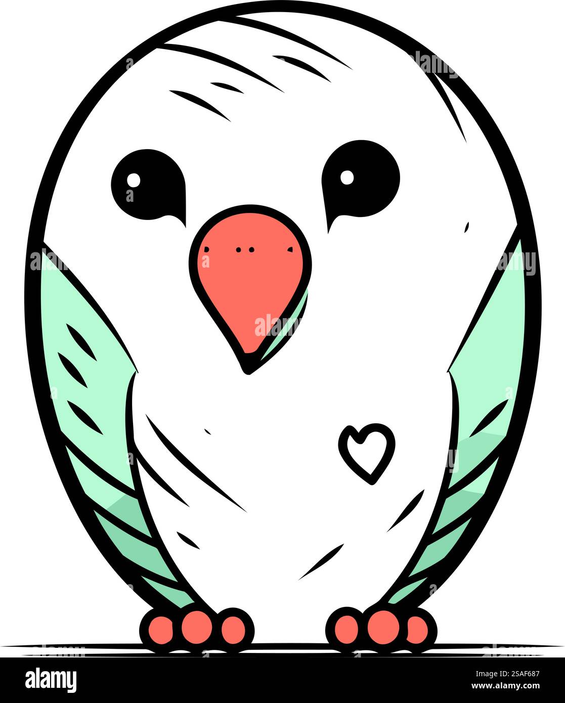 Cute cartoon owl with heart in its beak. Vector illustration Stock ...