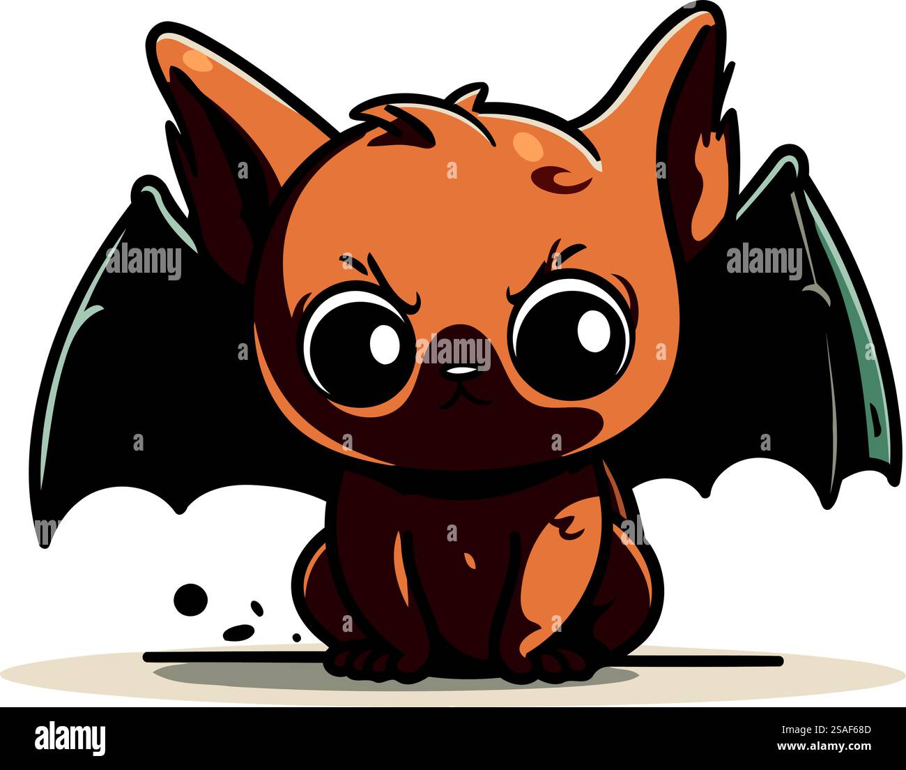 Cute little bat with big eyes. Cartoon character. Vector illustration ...