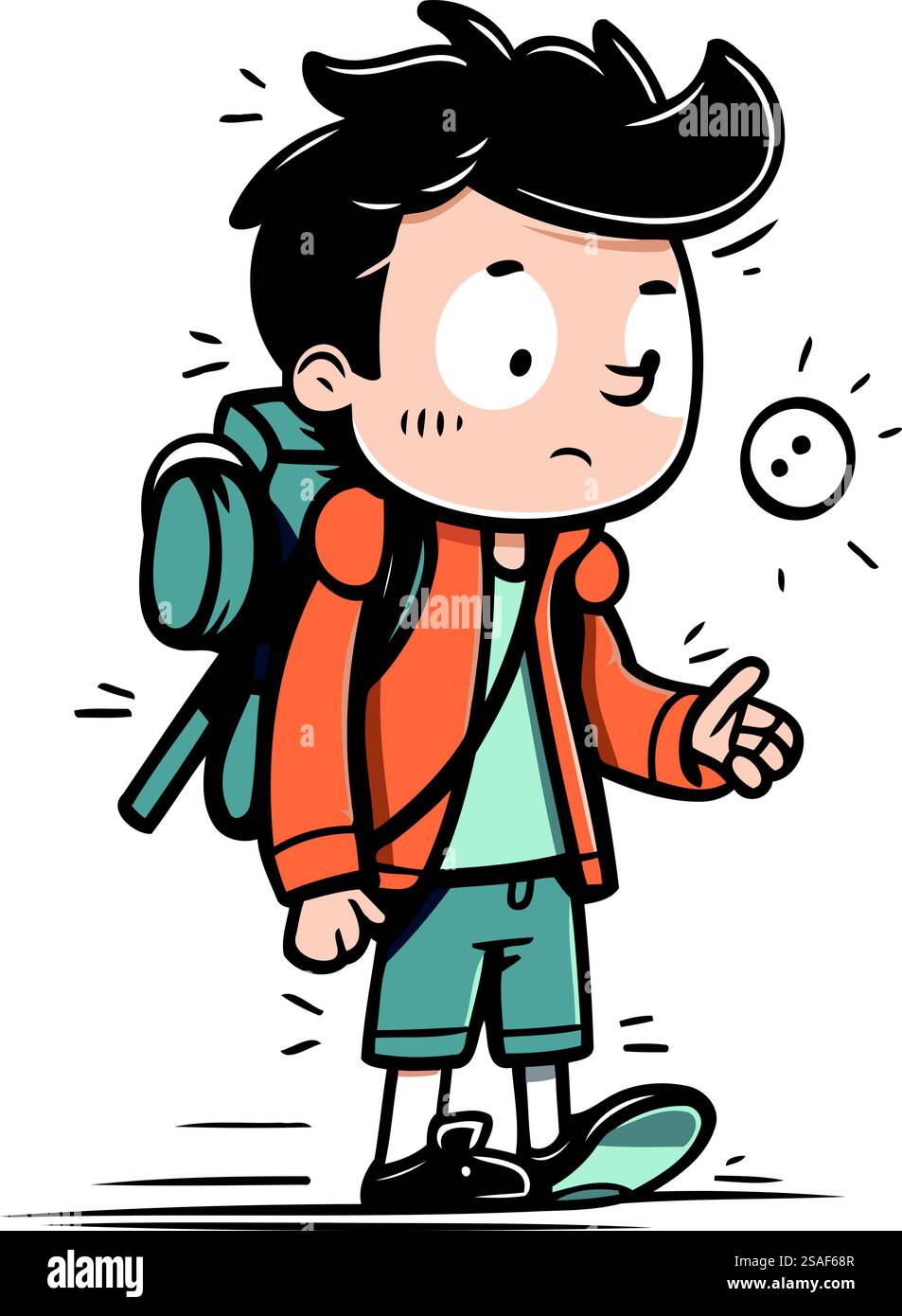 Backpacker with a backpack. Vector illustration in cartoon style Stock ...