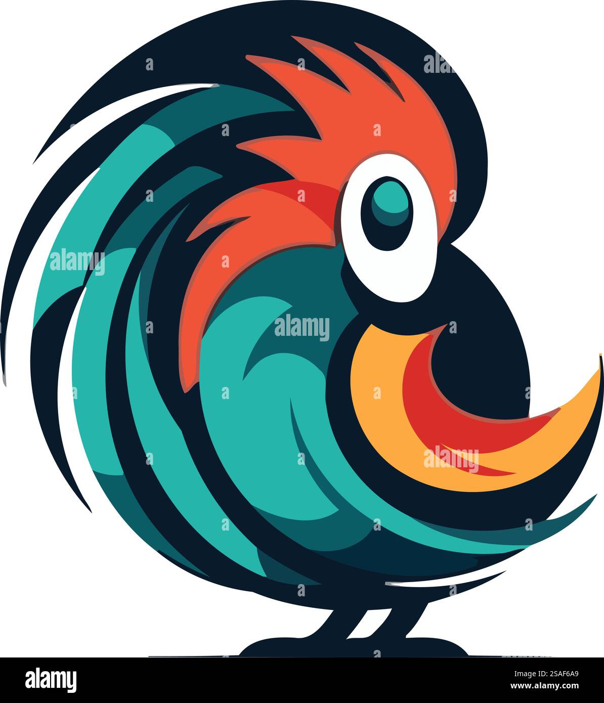 Vector illustration of a colorful rooster bird isolated on white ...