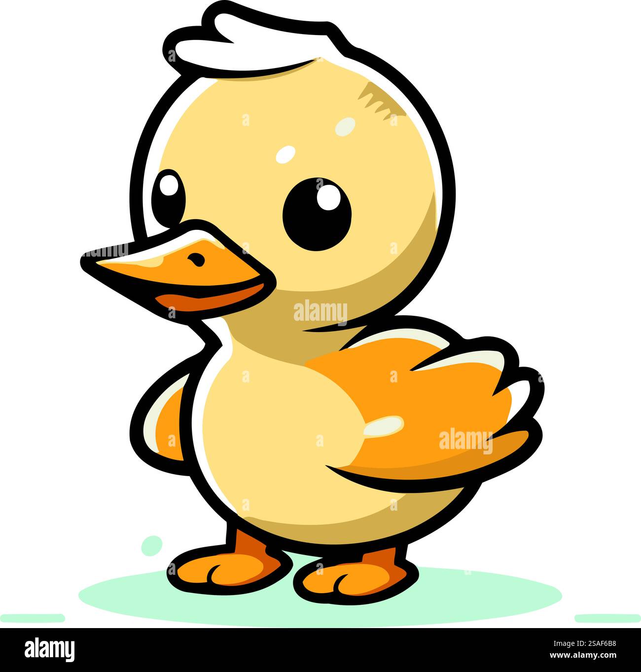 Cute cartoon duckling. Vector illustration isolated on white background ...