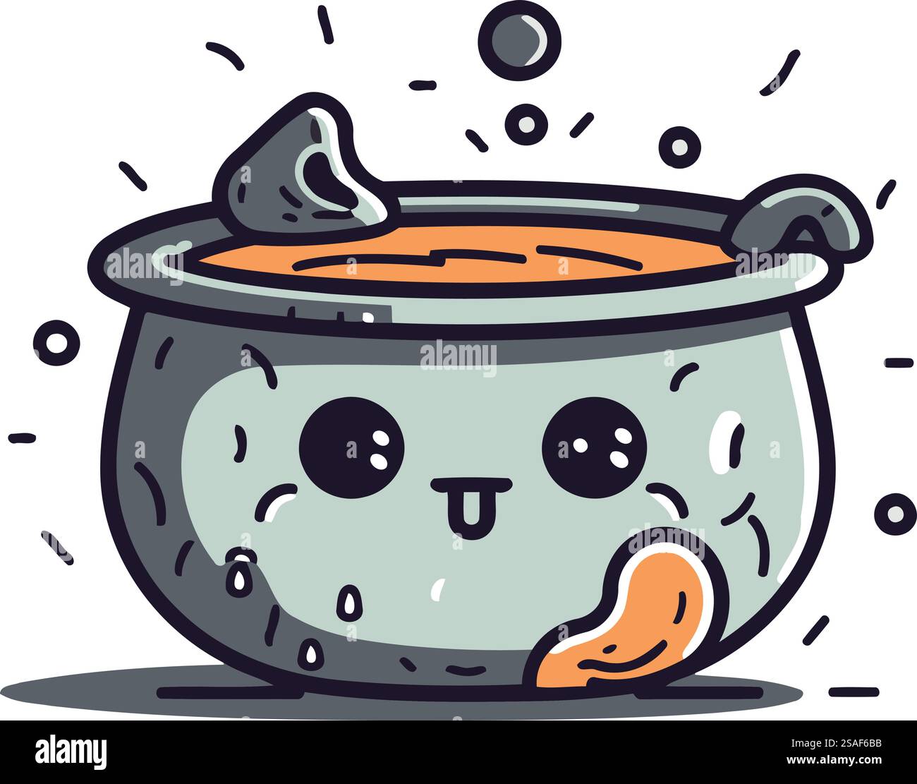 Cute kawaii pot of soup. Vector illustration in cartoon style Stock ...