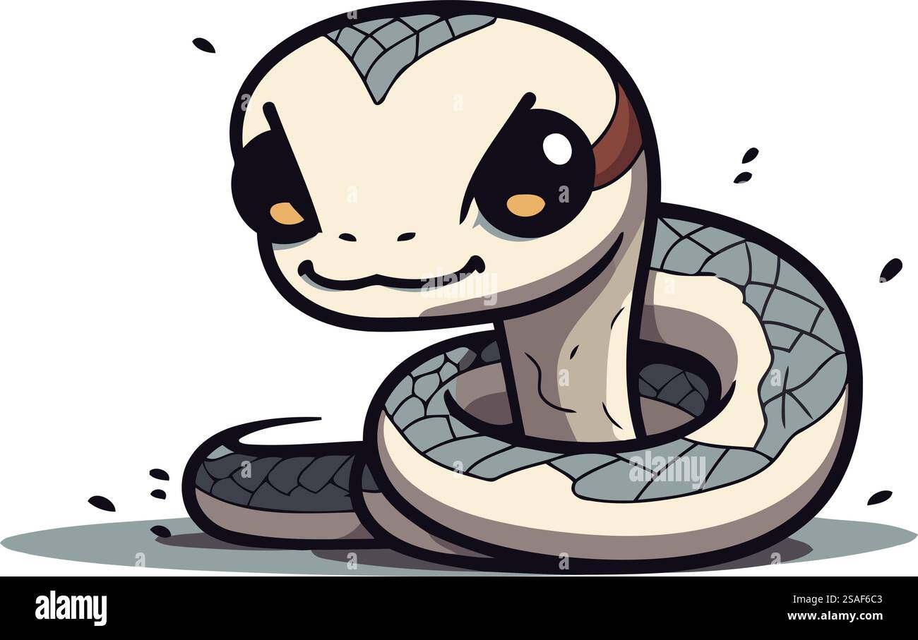 Cute cartoon snake. Vector illustration isolated on a white background ...