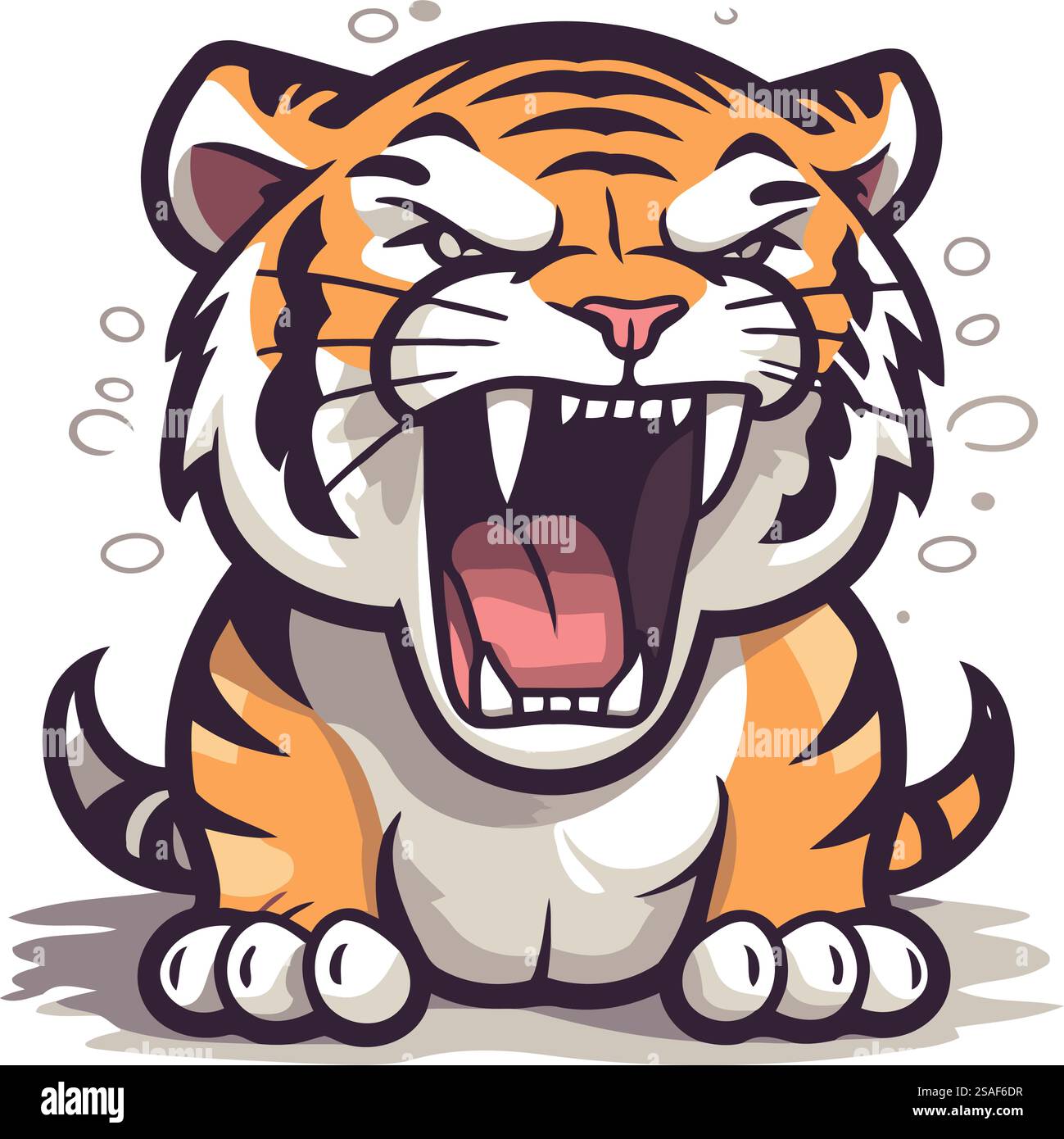 Illustration of a tiger with an open mouth. Vector illustration Stock Vector Image & Art - Alamy