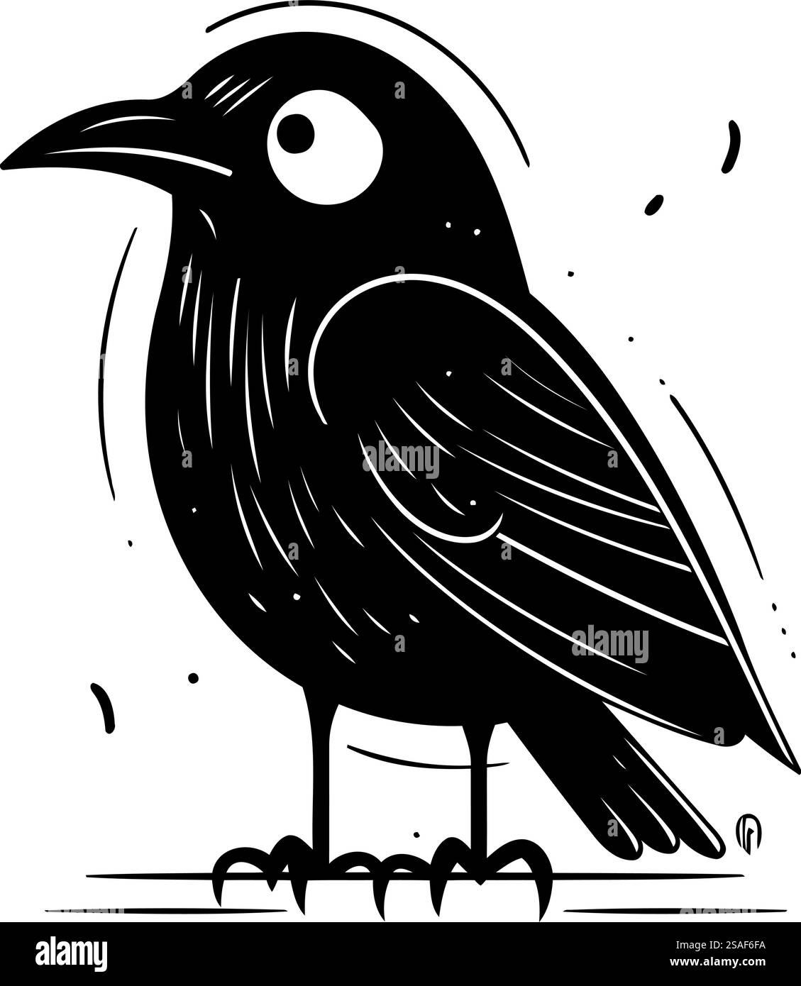 Crow. Hand drawn vector illustration in doodle style Stock Vector Image ...
