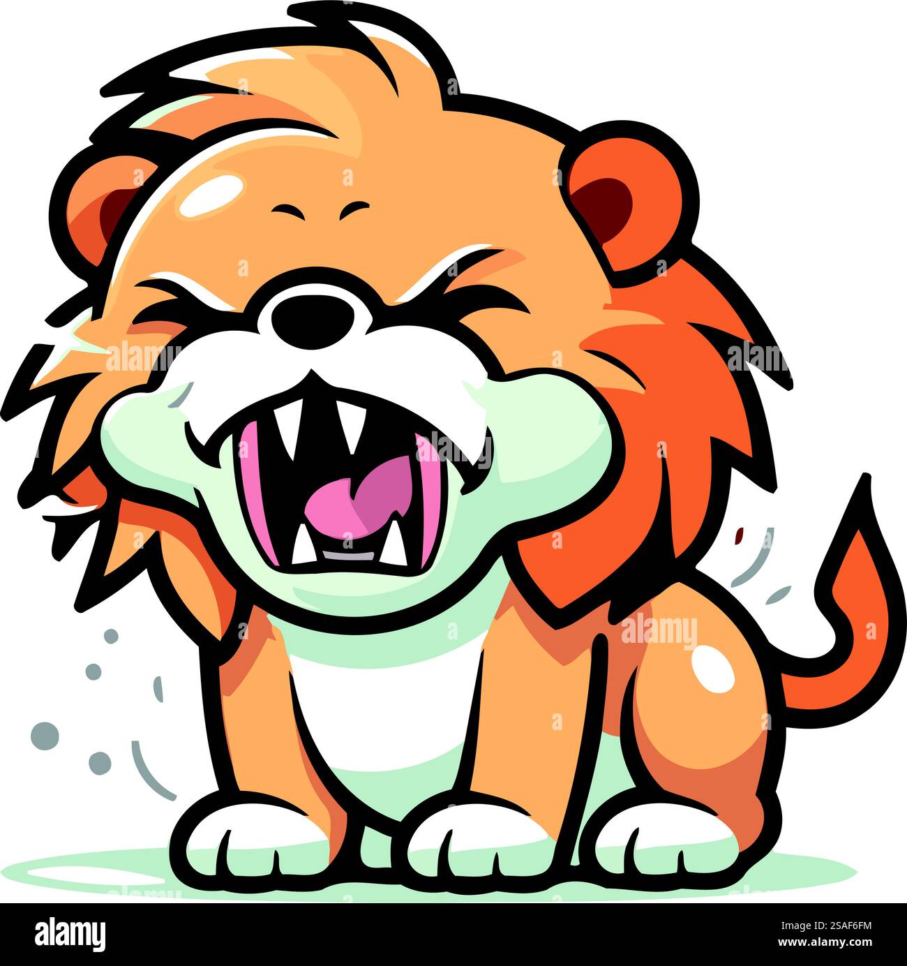 Angry lion cartoon mascot. Vector illustration isolated on white ...