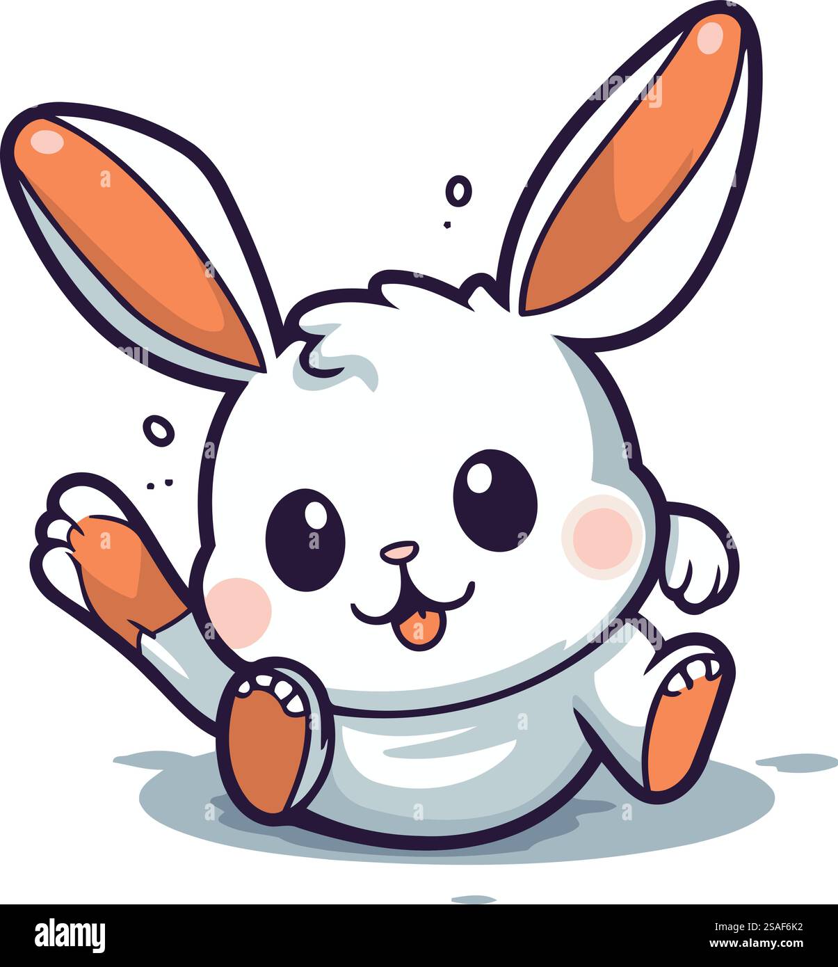 Cute white bunny cartoon. Vector illustration isolated on white ...