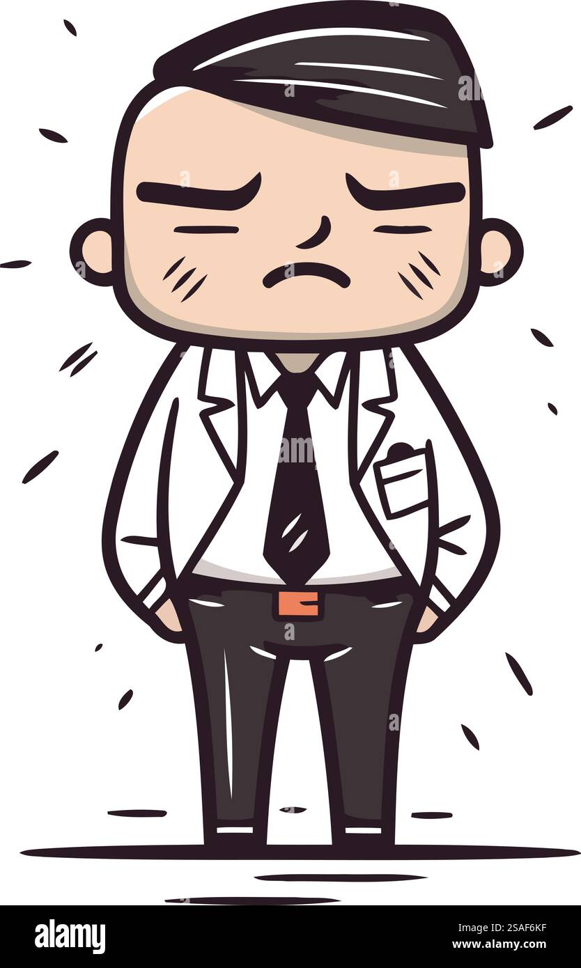 Sad Businessman Cartoon Character Vector Illustration. Isolated on ...