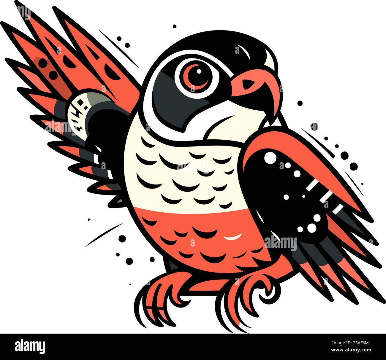 Cute hand drawn vector illustration of a red winged hawk Stock Vector ...