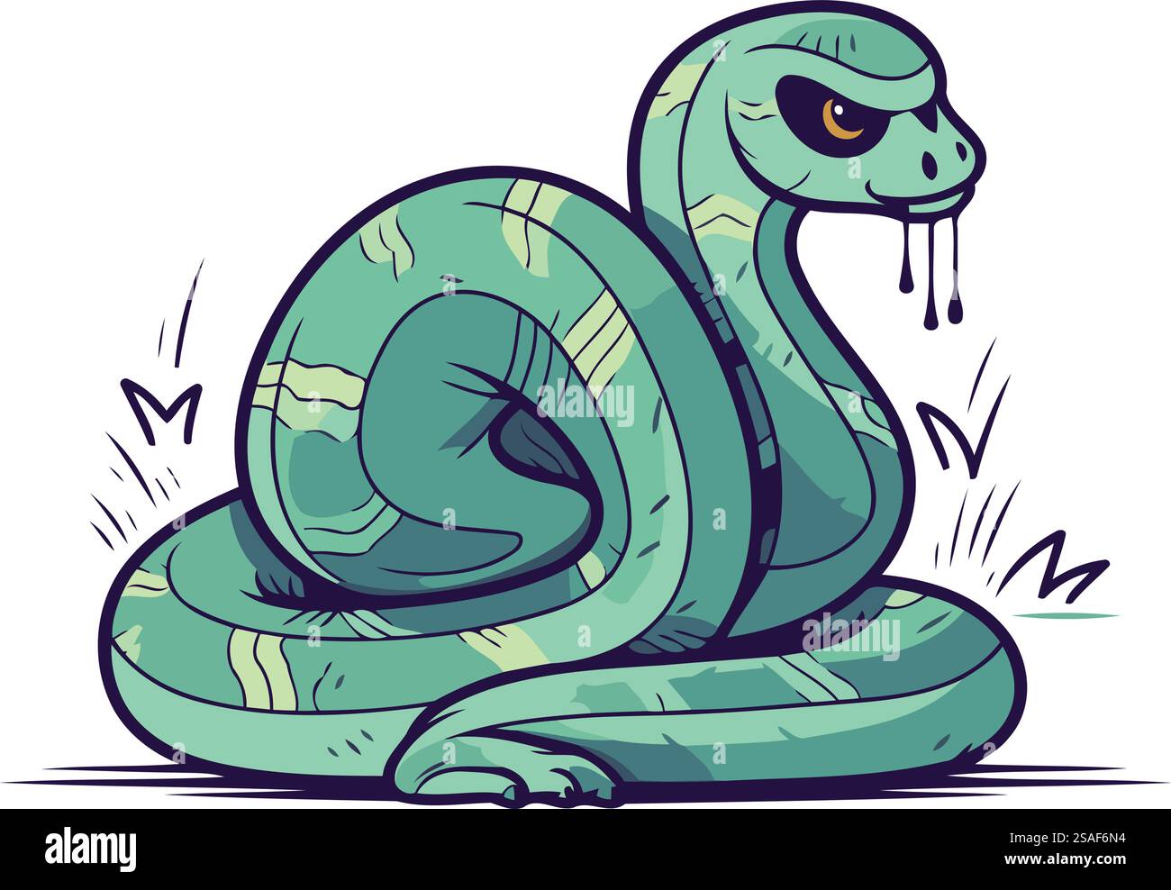 Cute cartoon snake. Vector illustration isolated on a white background ...