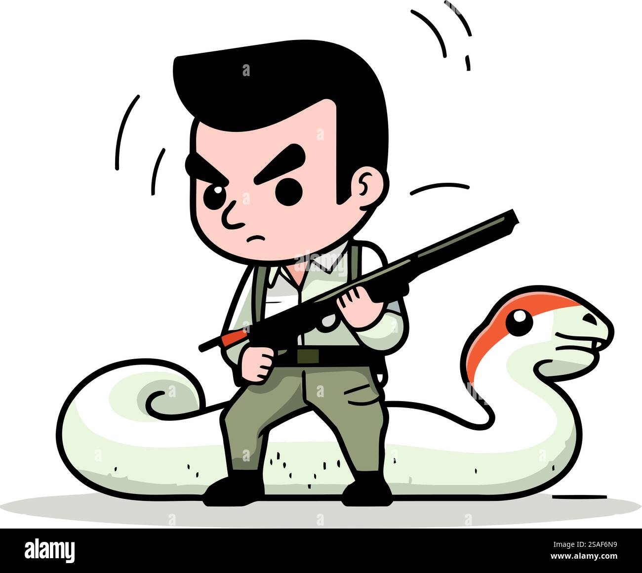 Sculptor with a gun and a swan. Vector illustration Stock Vector Image ...