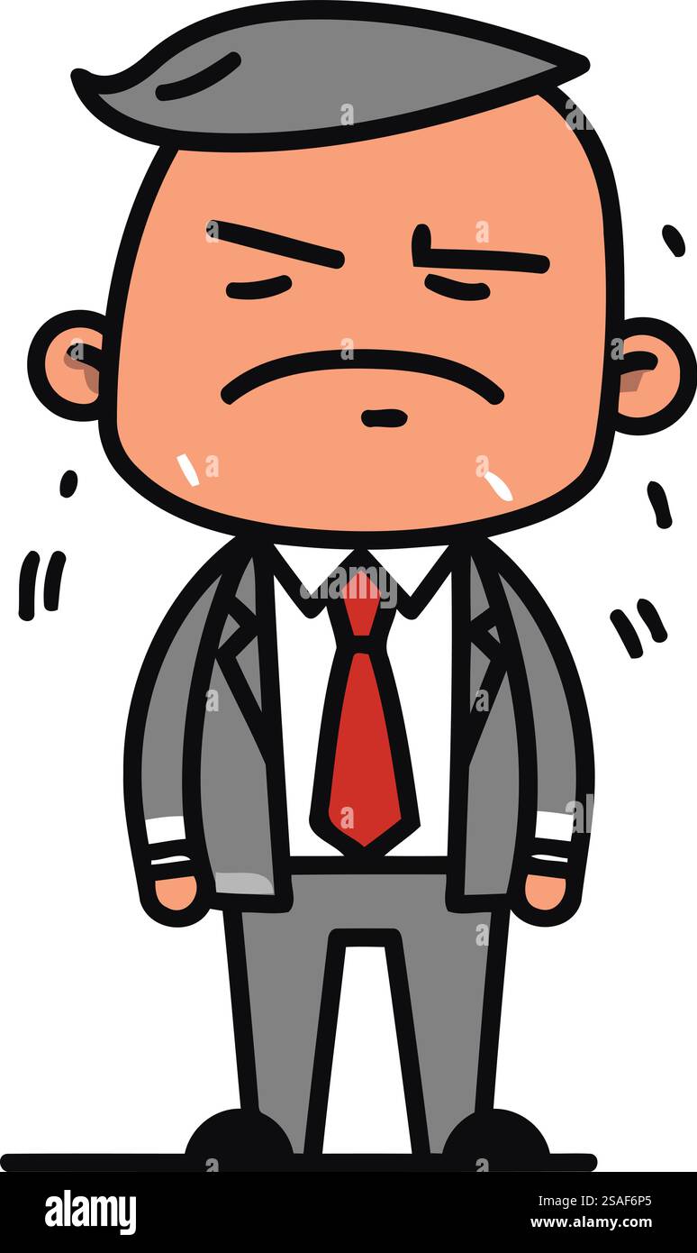 Angry Businessman Cartoon Vector Illustration of a Sad Businessman ...
