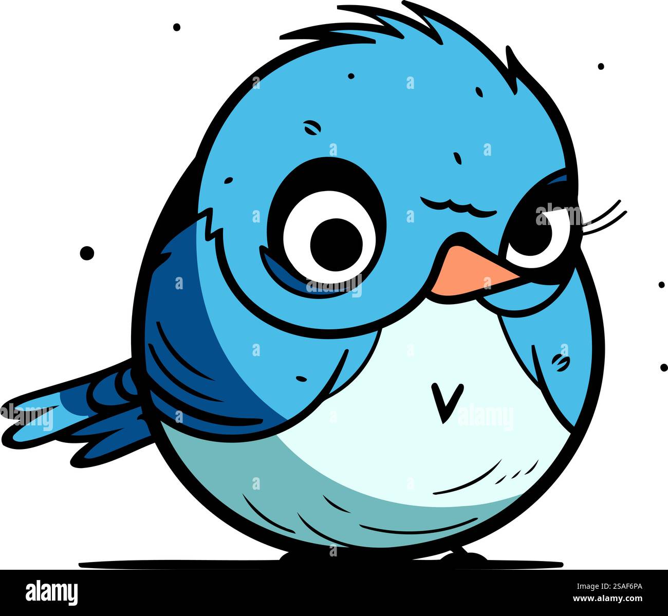 Cute cartoon blue bird. Vector illustration isolated on white ...