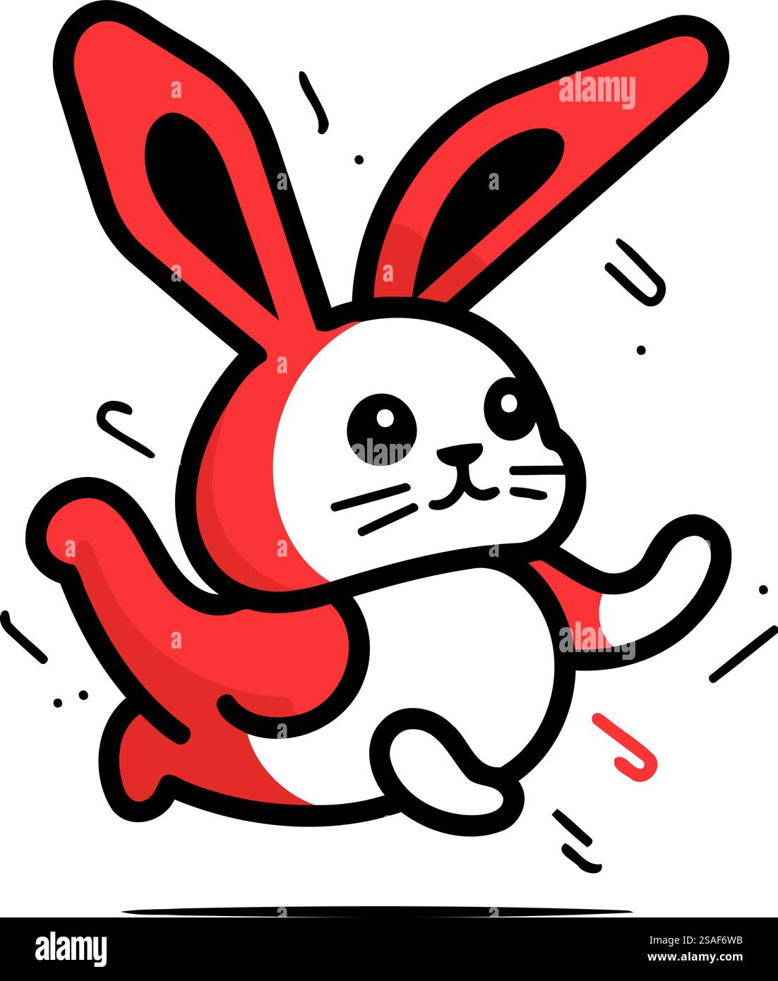 Cute cartoon rabbit running. Vector illustration. Isolated on white ...