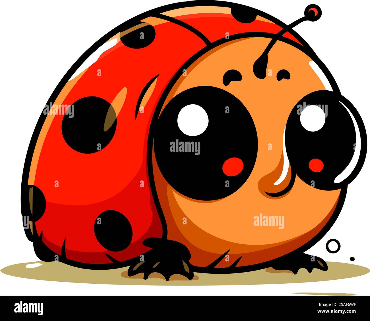 Cute cartoon ladybug isolated on white background. Vector illustration ...